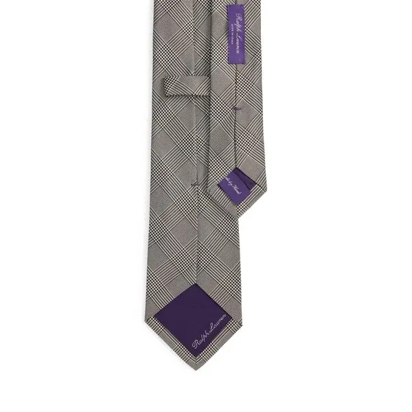 Ralph Lauren Glen Plaid Silk Neck Tie - Black/cream