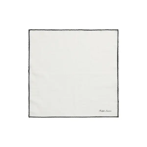 Ralph Lauren Tipped Linen Pocket Square - White/black