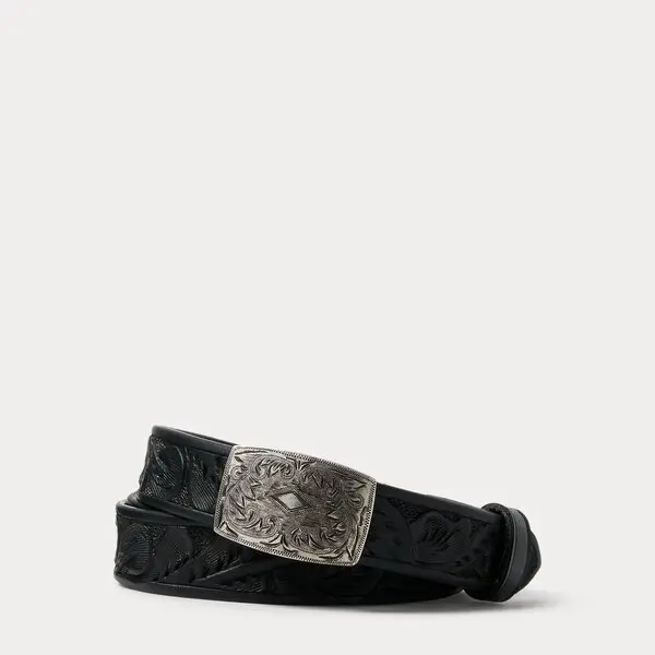 Ralph Lauren Hand-tooled Leather Belt - Black