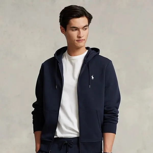 Ralph Lauren Double Knit Zip-Up Hoodie Aviator Navy Editorialist