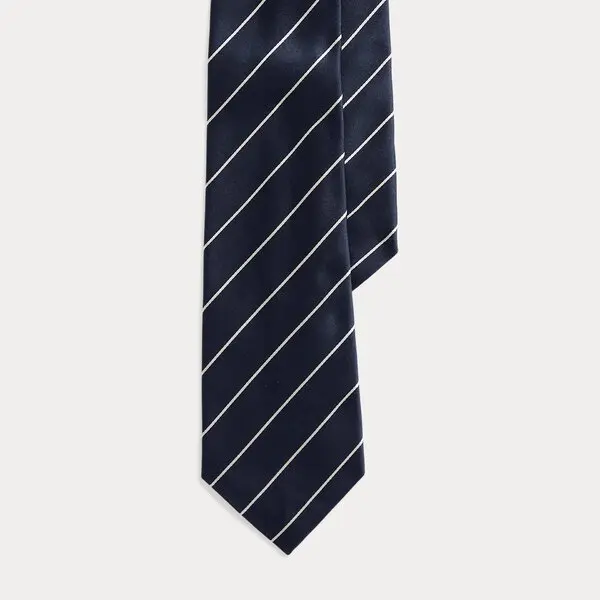 Ralph Lauren Striped Silk Satin Neck Tie - Dark Navy