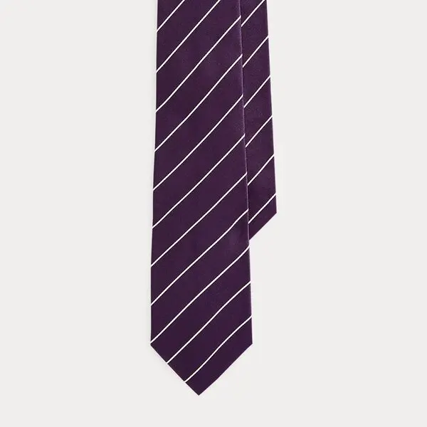 Ralph Lauren Striped Silk Satin Neck Tie - Dark Purple