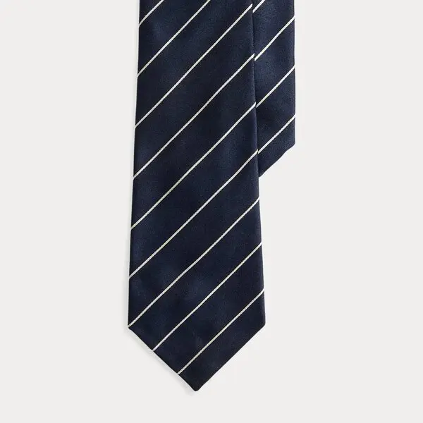 Ralph Lauren Striped Silk Satin Neck Tie - Dk Navy