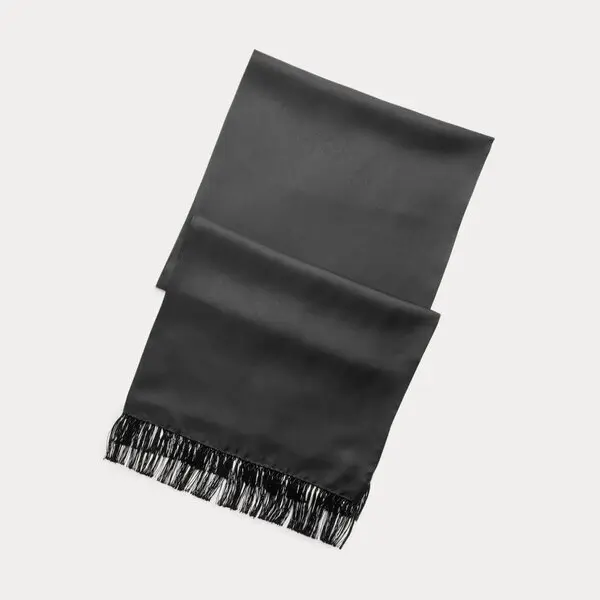 Ralph Lauren Fringe Silk Twill Scarf - Black