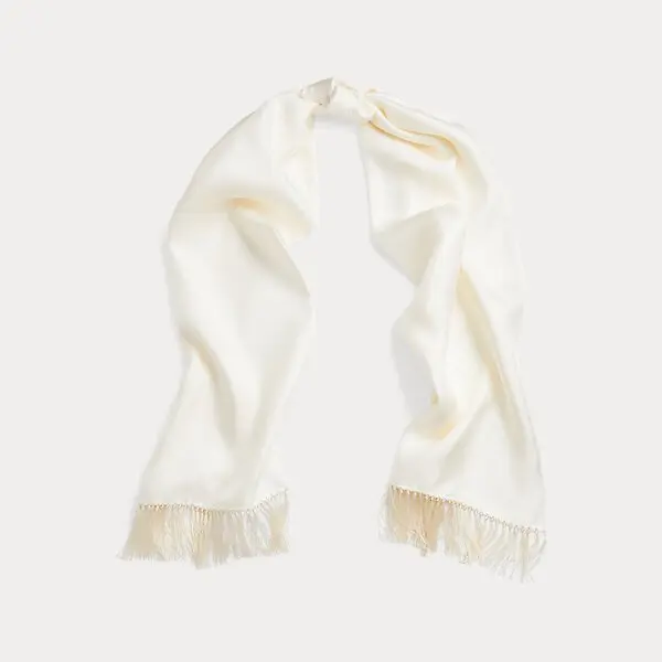 Ralph Lauren Fringe Silk Twill Scarf - Off-white