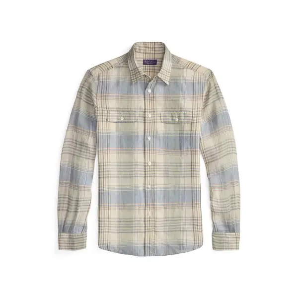 Ralph Lauren Plaid Linen Shirt - Infinity Blue