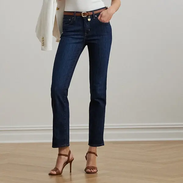 Ralph Lauren Mid-rise Straight Leg Jean - Dark Rinse Wash Denim