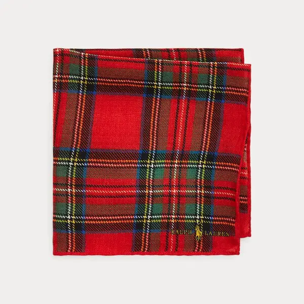 Ralph Lauren Plaid Wool Pocket Square - Red Multi