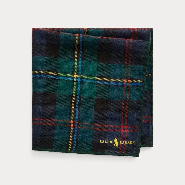 Ralph Lauren Plaid Wool Pocket Square - Red Multi