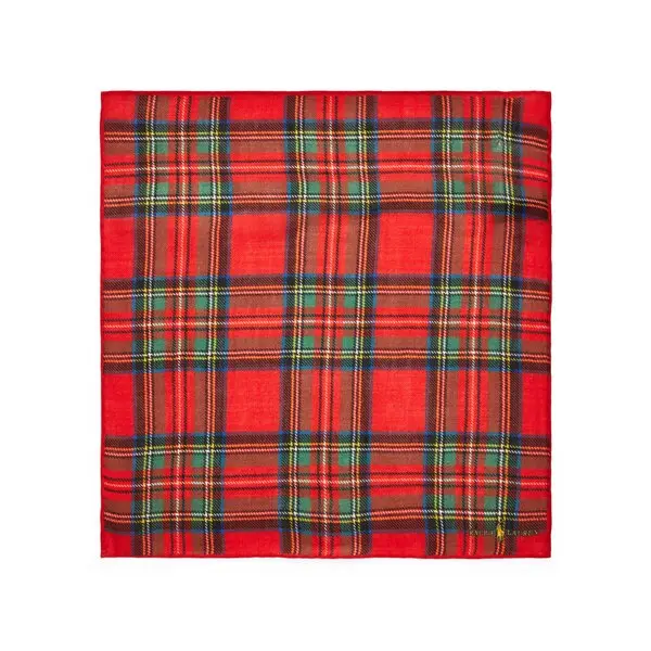 Ralph Lauren Plaid Wool Pocket Square - Red Multi