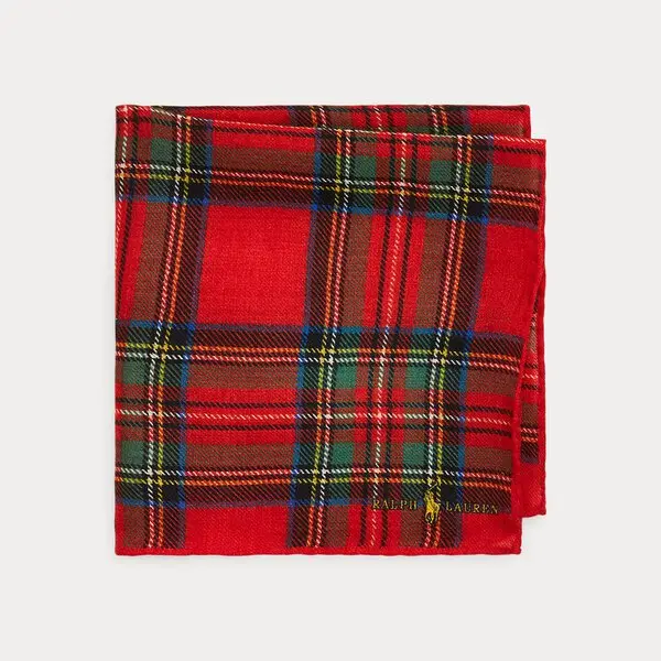 Ralph Lauren Plaid Wool Pocket Square - Red Multi