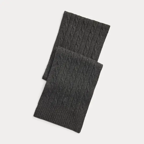 Ralph Lauren Cable-knit Cashmere Scarf - Barclay Grey Heather