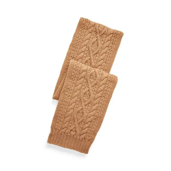 Ralph Lauren Cable-knit Cashmere Scarf - Camel Melange