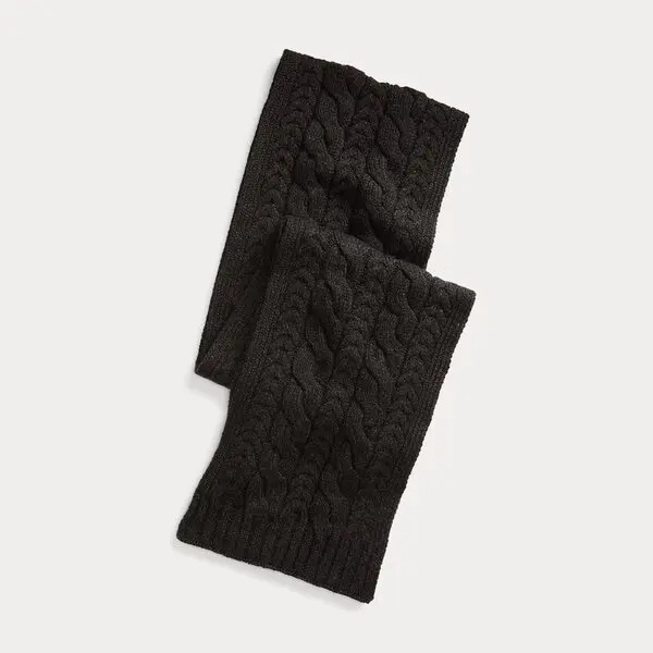 Ralph Lauren Cable-knit Cashmere Scarf - Charcoal