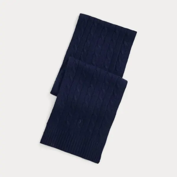 Ralph Lauren Cable-knit Cashmere Scarf - Classic Navy