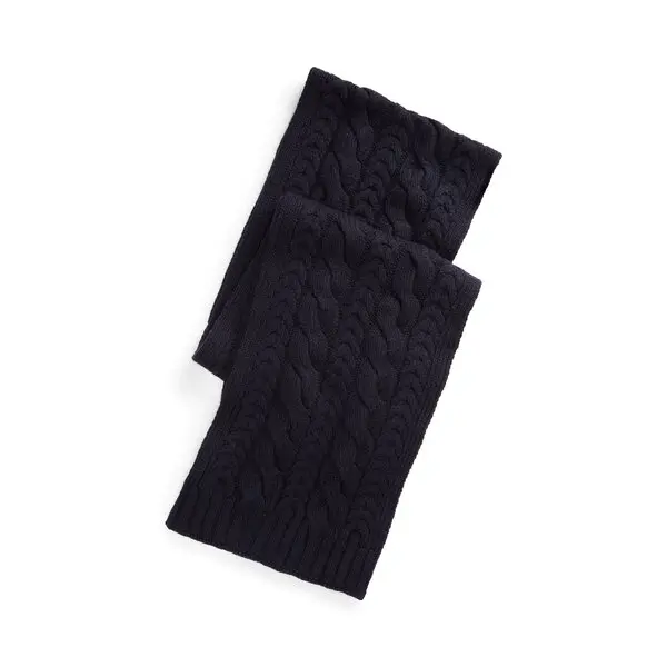 Ralph Lauren Cable-knit Cashmere Scarf - Polo Black