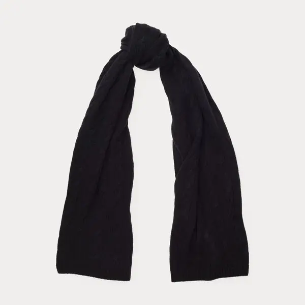 Ralph Lauren Cable Cashmere Scarf - Black
