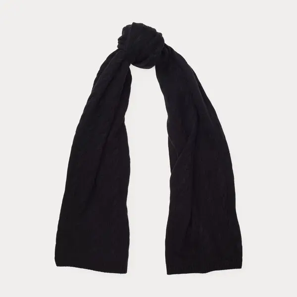Ralph Lauren Cable Cashmere Scarf - Black