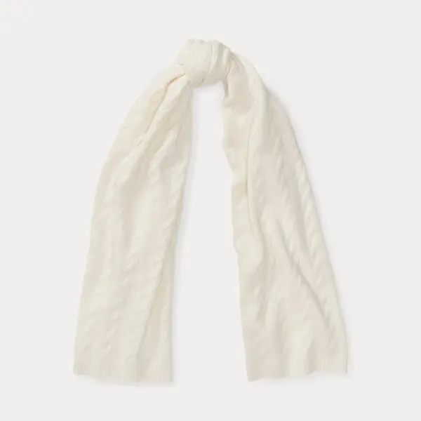 Ralph Lauren Cable Cashmere Scarf - Cream