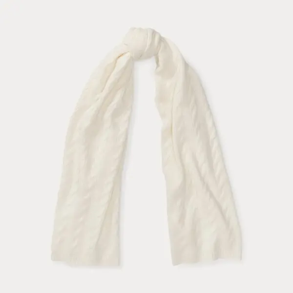 Ralph Lauren Cable Cashmere Scarf - Cream