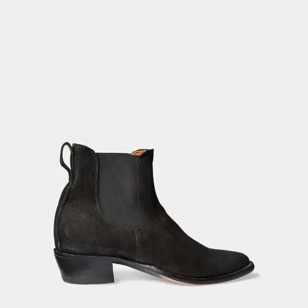 Ralph Lauren Plainview Suede Chelsea Boot - Black