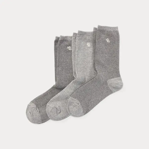 Ralph Lauren Stretch Cotton Sock 3-pack - Flannel Heather