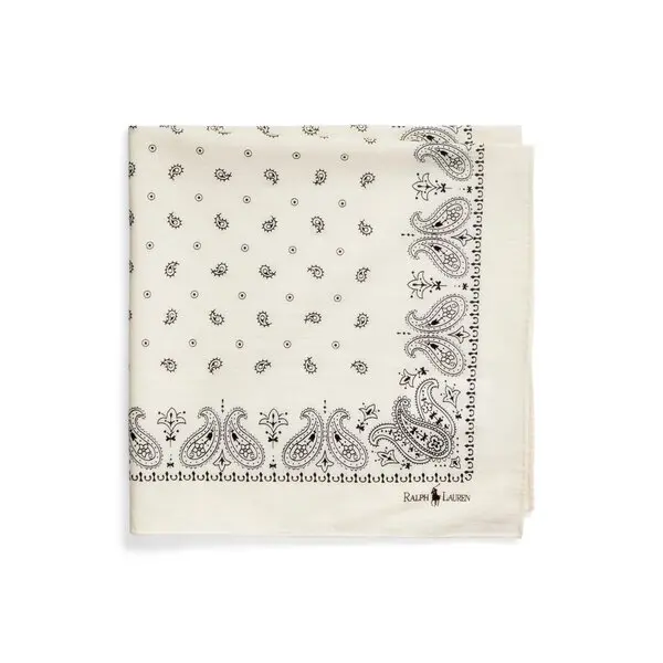 Ralph Lauren Paisley Cotton Bandanna - Cream