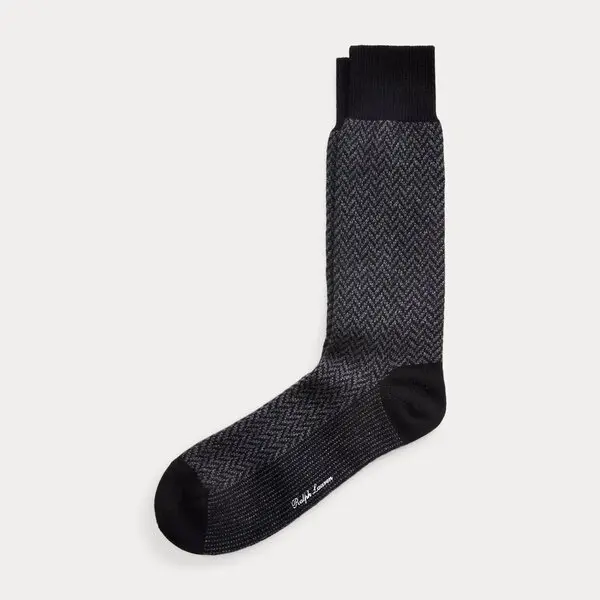 Ralph Lauren Herringbone Cashmere-blend Dress Socks - Black