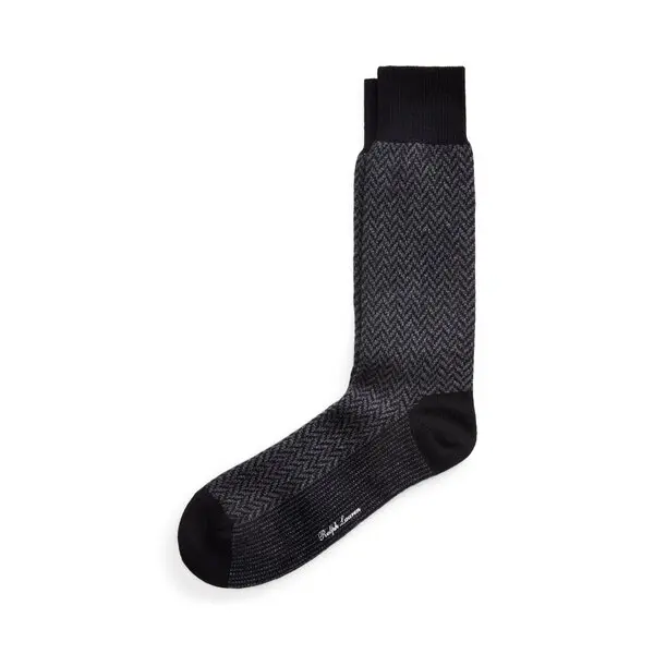 Ralph Lauren Herringbone Cashmere-blend Dress Socks - Black