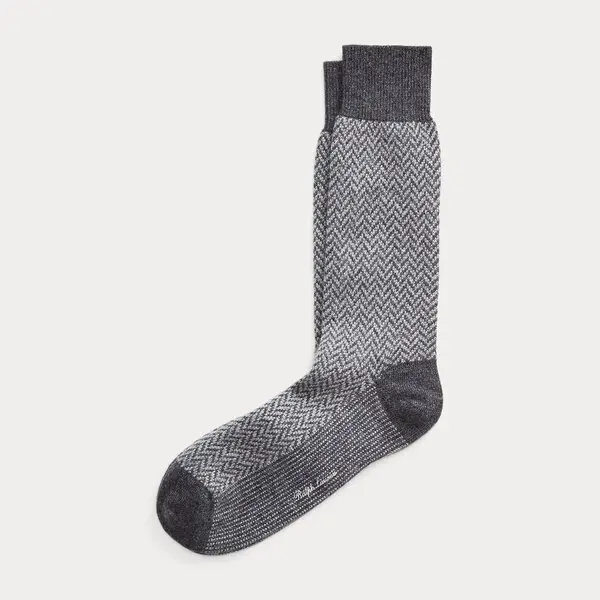 Ralph Lauren Herringbone Cashmere-blend Dress Socks - Charcoal Heather