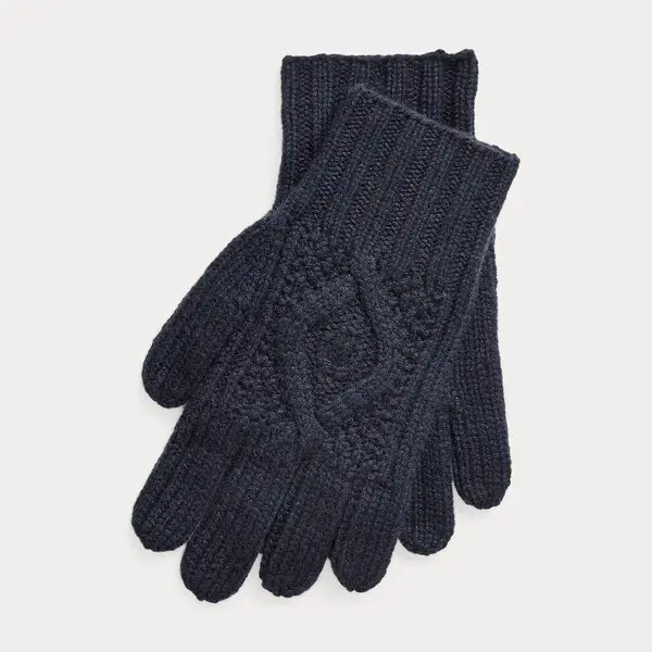Ralph Lauren Hand-knit Cable Cashmere Gloves - Classic Chairman Navy