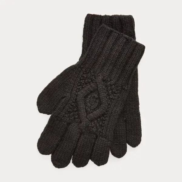 Ralph Lauren Hand-knit Cable Cashmere Gloves - Polo Black