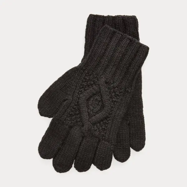 Ralph Lauren Hand-knit Cable Cashmere Gloves - Polo Black