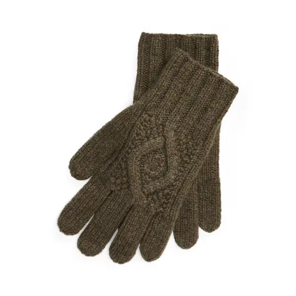 Ralph Lauren Hand-knit Cable Cashmere Gloves - Thicket Melange