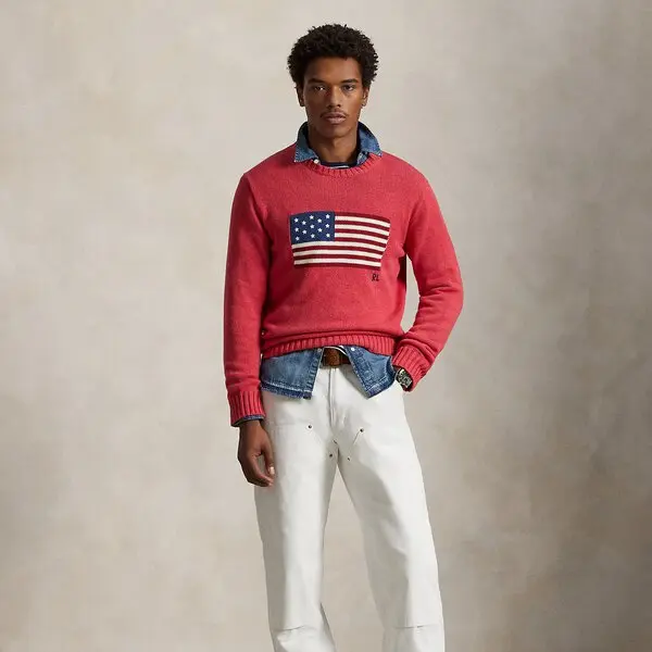 Ralph Lauren The Iconic Flag Sweater - Red Topaz Heather