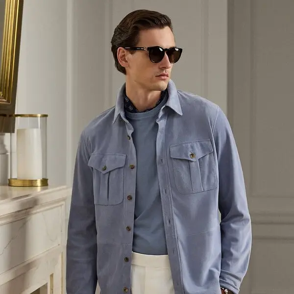 Ralph Lauren Suede Overshirt - Soft Blue