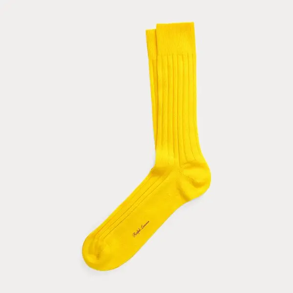 Ralph Lauren Ribbed Cashmere-blend Dress Socks - Bright Yellow