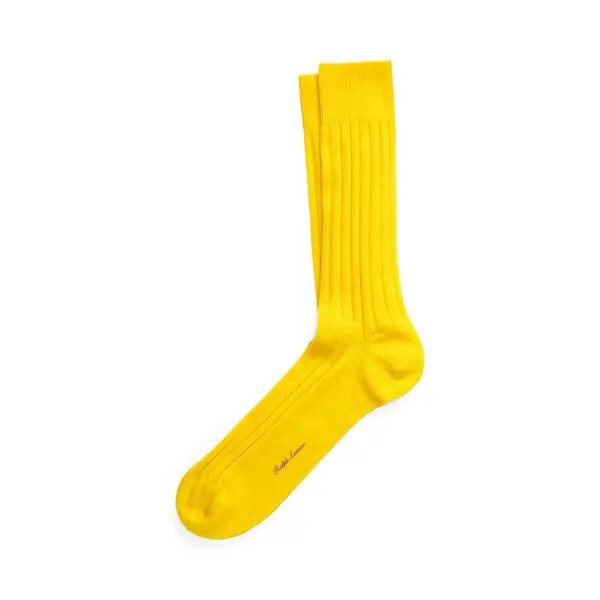 Ralph Lauren Ribbed Cashmere-blend Dress Socks - Bright Yellow