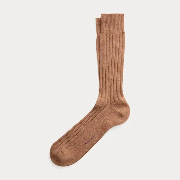 Ralph Lauren Ribbed Cashmere-blend Dress Socks - Camel