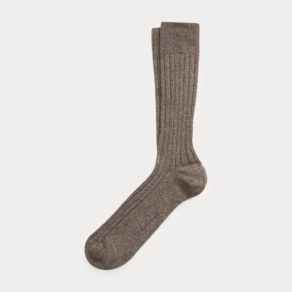 Ralph Lauren Ribbed Cashmere-blend Dress Socks - Taupe Heather