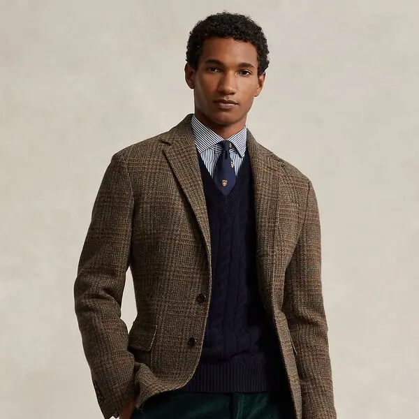 Ralph Lauren Polo Soft Tailored Herringbone Jacket - Brown Loden Multi