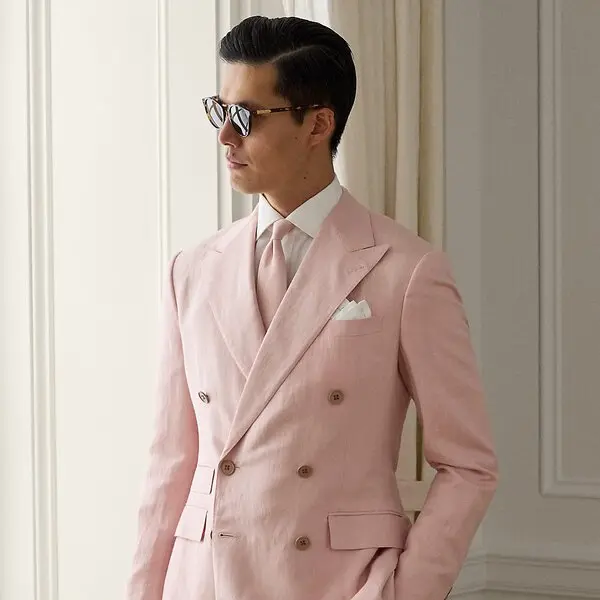 Ralph Lauren Kent Hand-tailored Silk-linen Jacket - Soft Pink