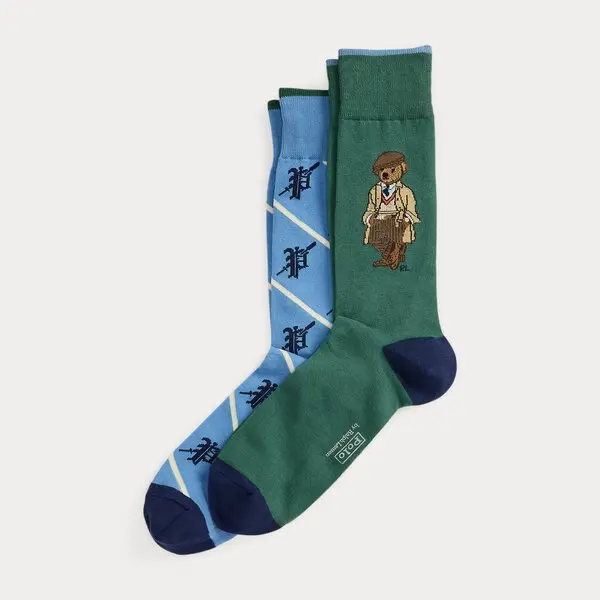 Ralph Lauren Polo Bear Trouser Sock 2-pack - Green/blue