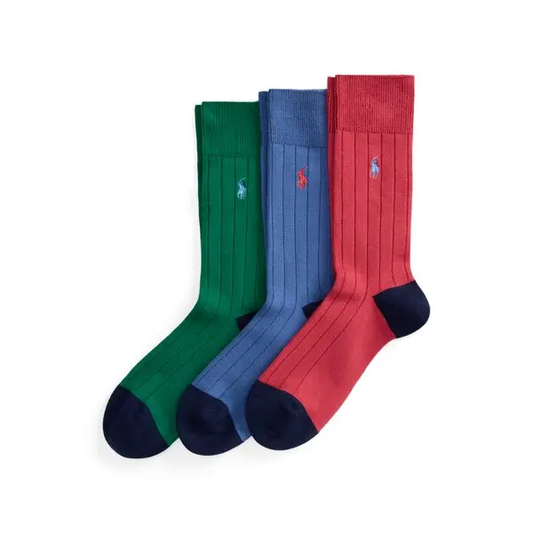 Ralph Lauren Ribbed Trouser Socks 3-pack - Red Multi