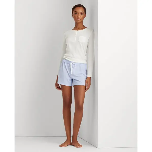 Ralph Lauren Striped Cotton-blend Sleep Short - Blue Stripe