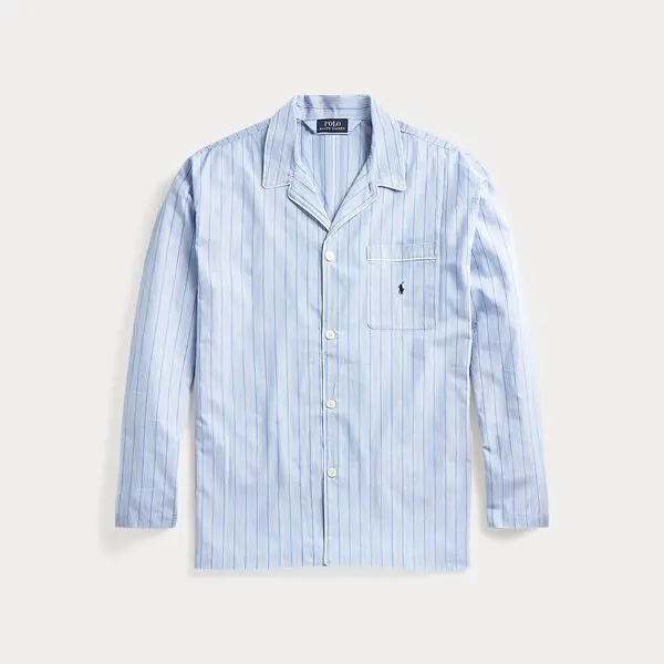 Ralph Lauren Striped Cotton Pajama Shirt - Andrew Stripe/cruise Navy
