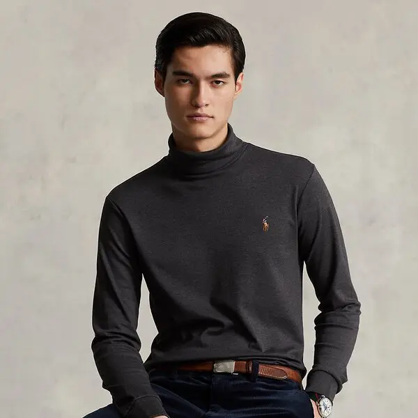 Ralph Lauren Soft Cotton Turtleneck - Dark Grey Heather