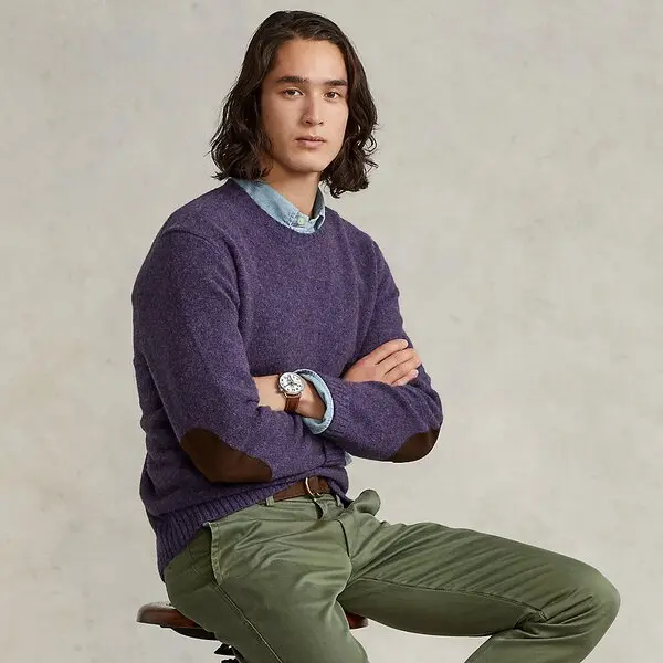 Ralph Lauren Suede-patch Wool-cashmere Turtleneck Sweater - Ivanhoe Purple Heather