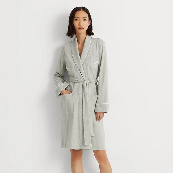 Ralph Lauren Short Shawl-collar Robe - Heather Grey
