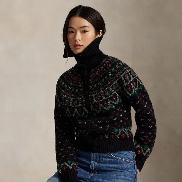 Ralph Lauren Fair Isle Wool-blend Cardigan - Polo Black Multi